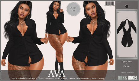 Second Life Marketplace - Dark Angel : Ava Set - Black Legacy + [Perky] - Maitreya + [Petite ...